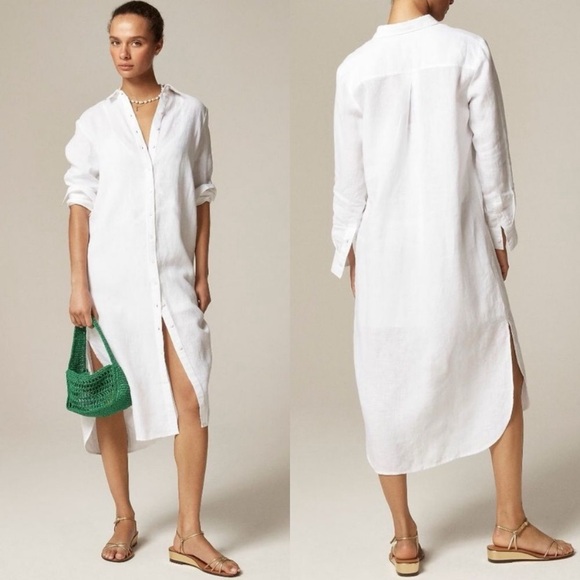 J. Crew | Dresses | J Crew Dress Xl Tunic Linen White | Poshmark